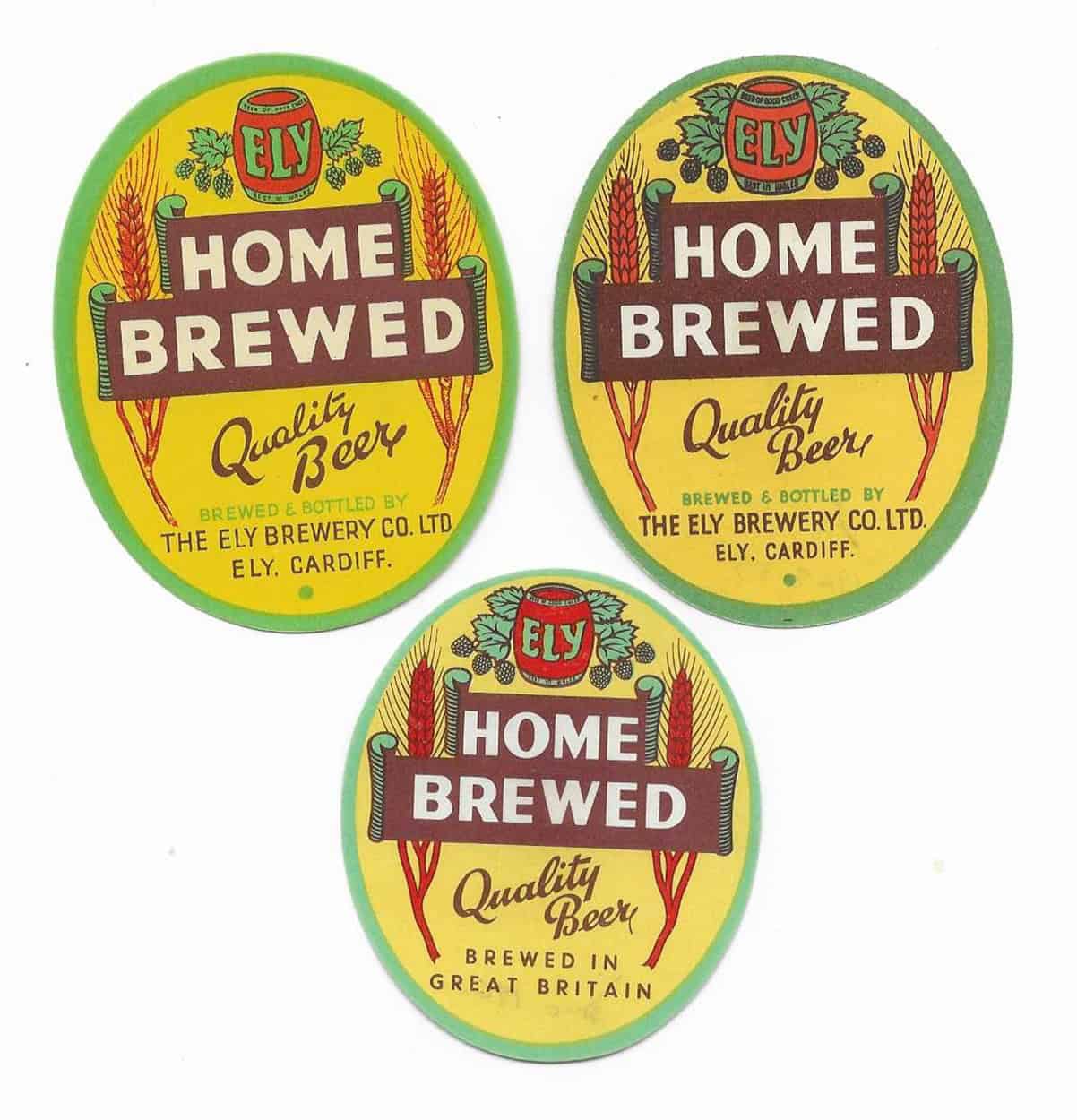 ELY OF CARDIFF – 3 DIFFERENT HOME BREWED LABELS – SEE BOTH SCANS OF ...