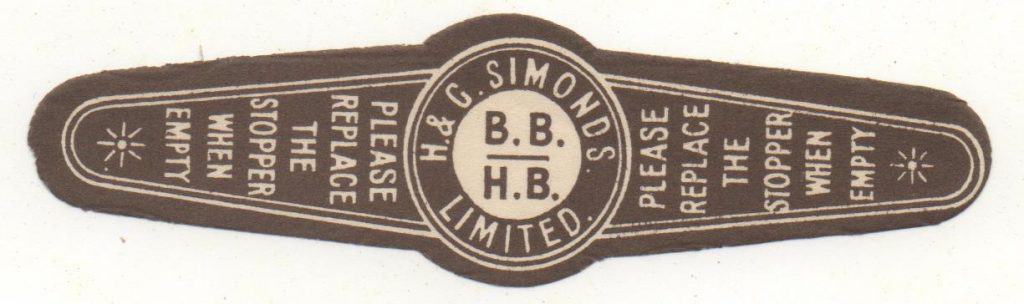 SIMONDS – STOPPER LABEL A – British Beer Labels