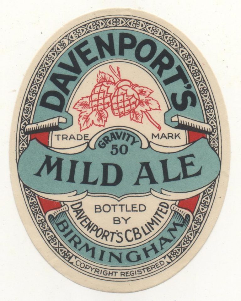 DAVENPORT – MILD ALE – GRAVITY 50 – British Beer Labels