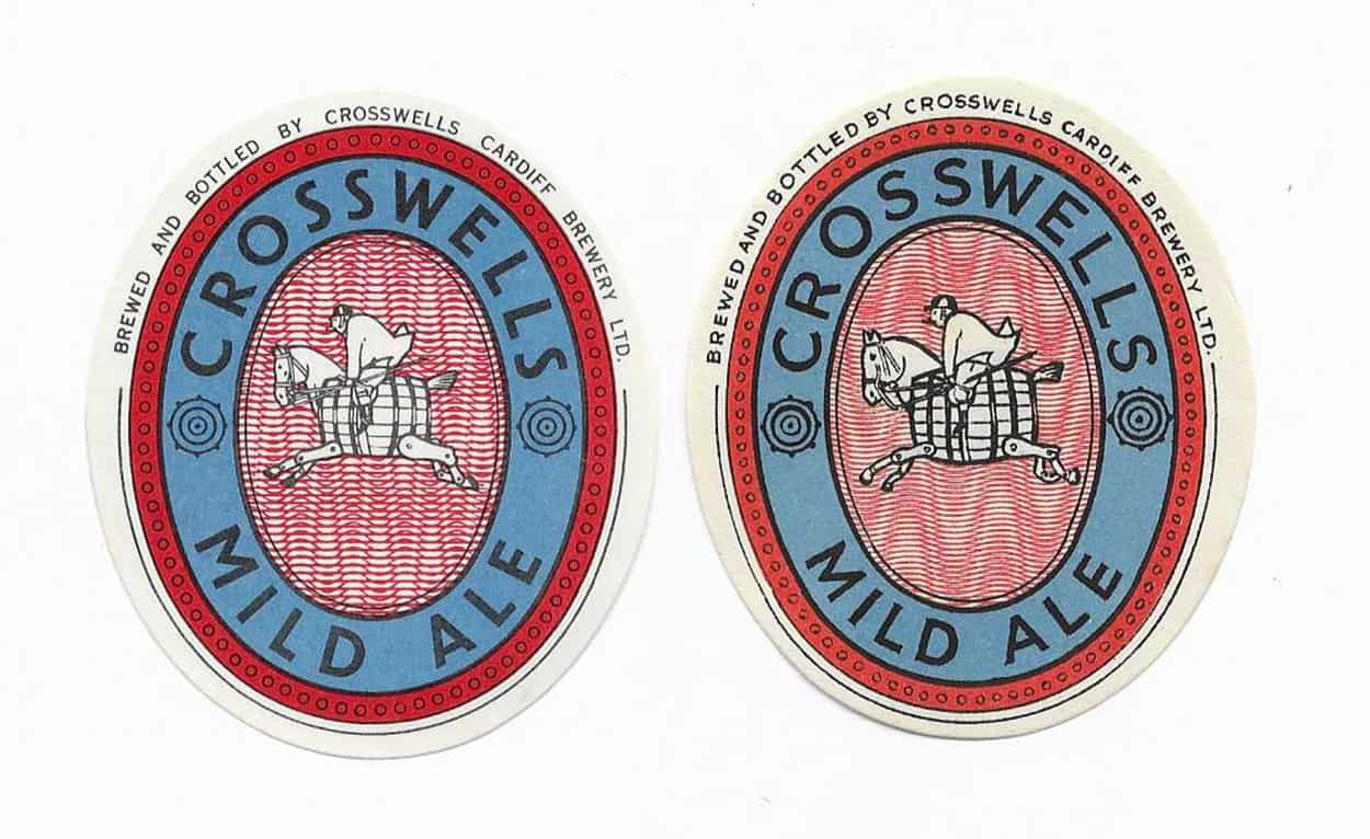 CROSSWELLS MILD ALE BLUE OVAL PAIR – CHECK HORSE BARREL – 2 PICS ...
