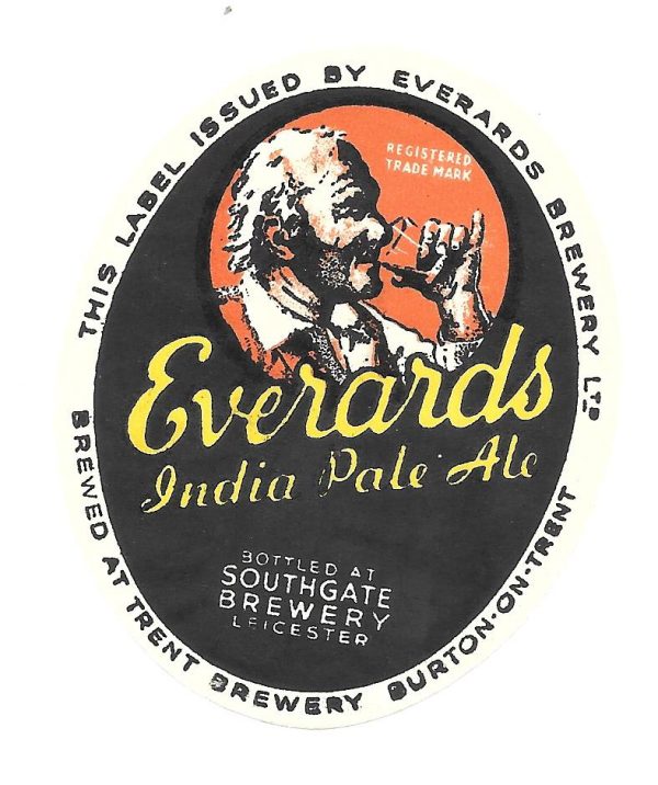 EVERARDS I P A 69mm TALL SMALL SIZE British Beer Labels EVERARDS I P A 69mm TALL SMALL SIZE British Beer Labels
