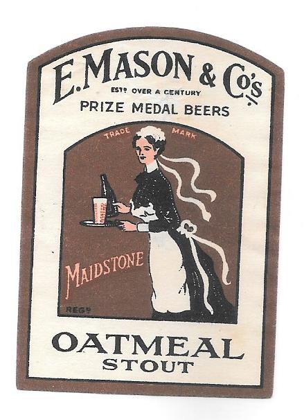 MASON – OATMEAL STOUT – SLIGHT THINNING TOP CENTRE – British Beer Labels