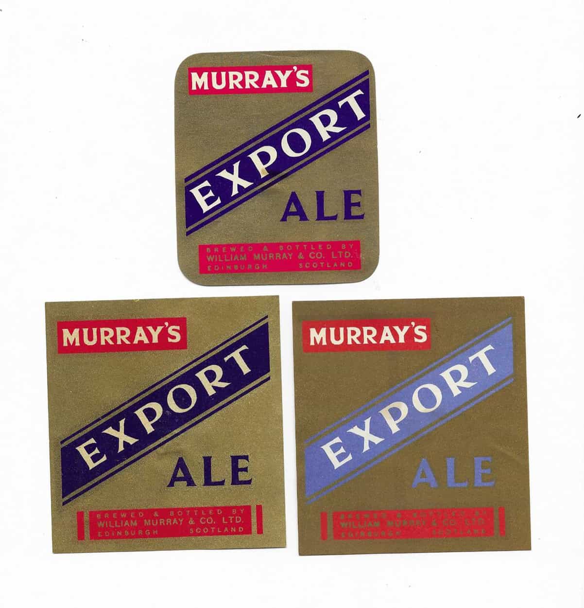 MURRAY OF EDINBURGH – EXPORT ALE TRIO – SEE 2 SCANS – British Beer Labels