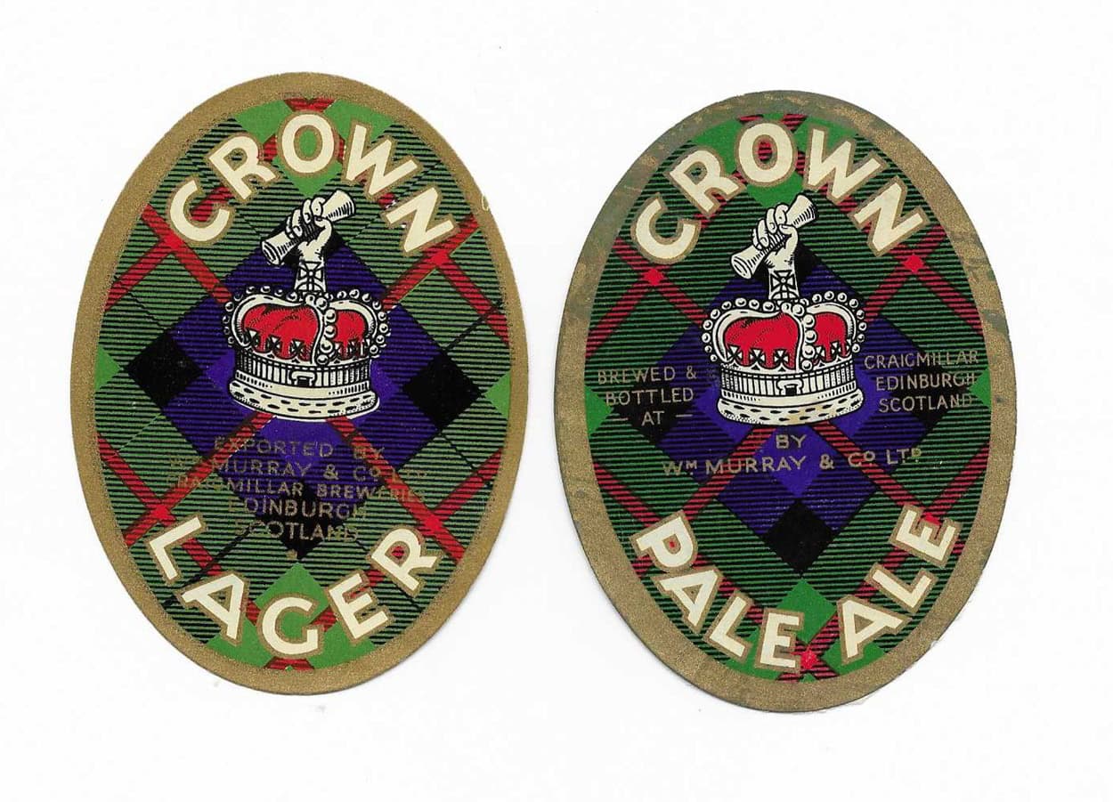 MURRAY CRAIGMILLAR BREWERY – PALE ALE V& LAGER – 96mm TALL – SEE 2 PICS ...