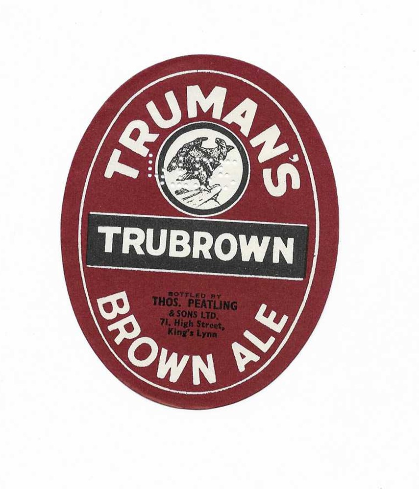 TRUMAN – PEATLING OF KING’S LYNN – 82mm TALL – British Beer Labels