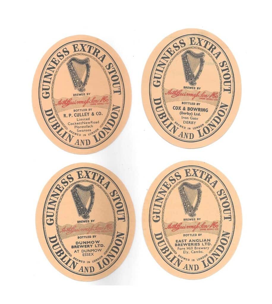 GUINNESS 4 DIFFERENT BUFF OVALS – A – British Beer Labels