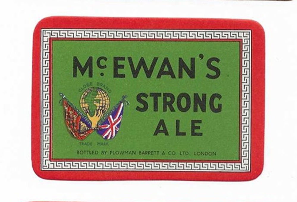 McEWAN’S STRONG ALE – 47mmTALL – PLOWMAN BARRETT – British Beer Labels