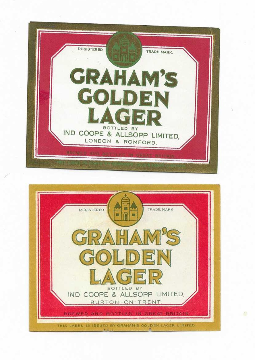 GRAHAM’S GOLDEN LAGER – IND COOPE PAIR – 60mm TALL – SEE BOTH PICS ...