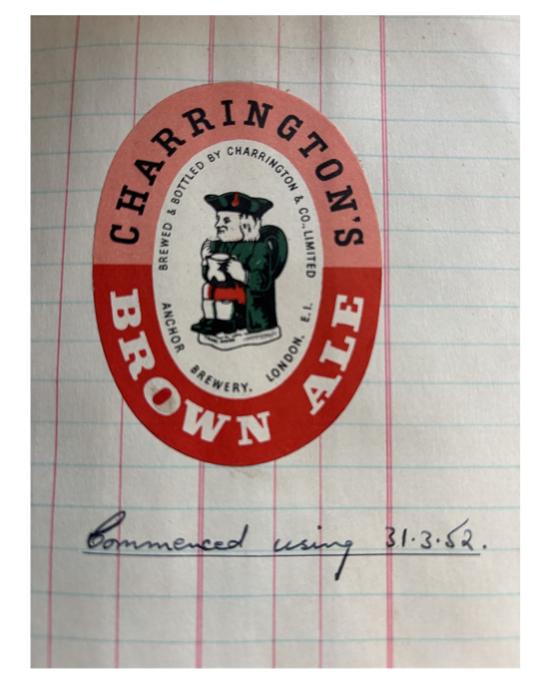 CHARRINGTON BROWN ALE LABEL 1952 – NOW SOAKED OFF – FIRST PIC SHOWS IT ...