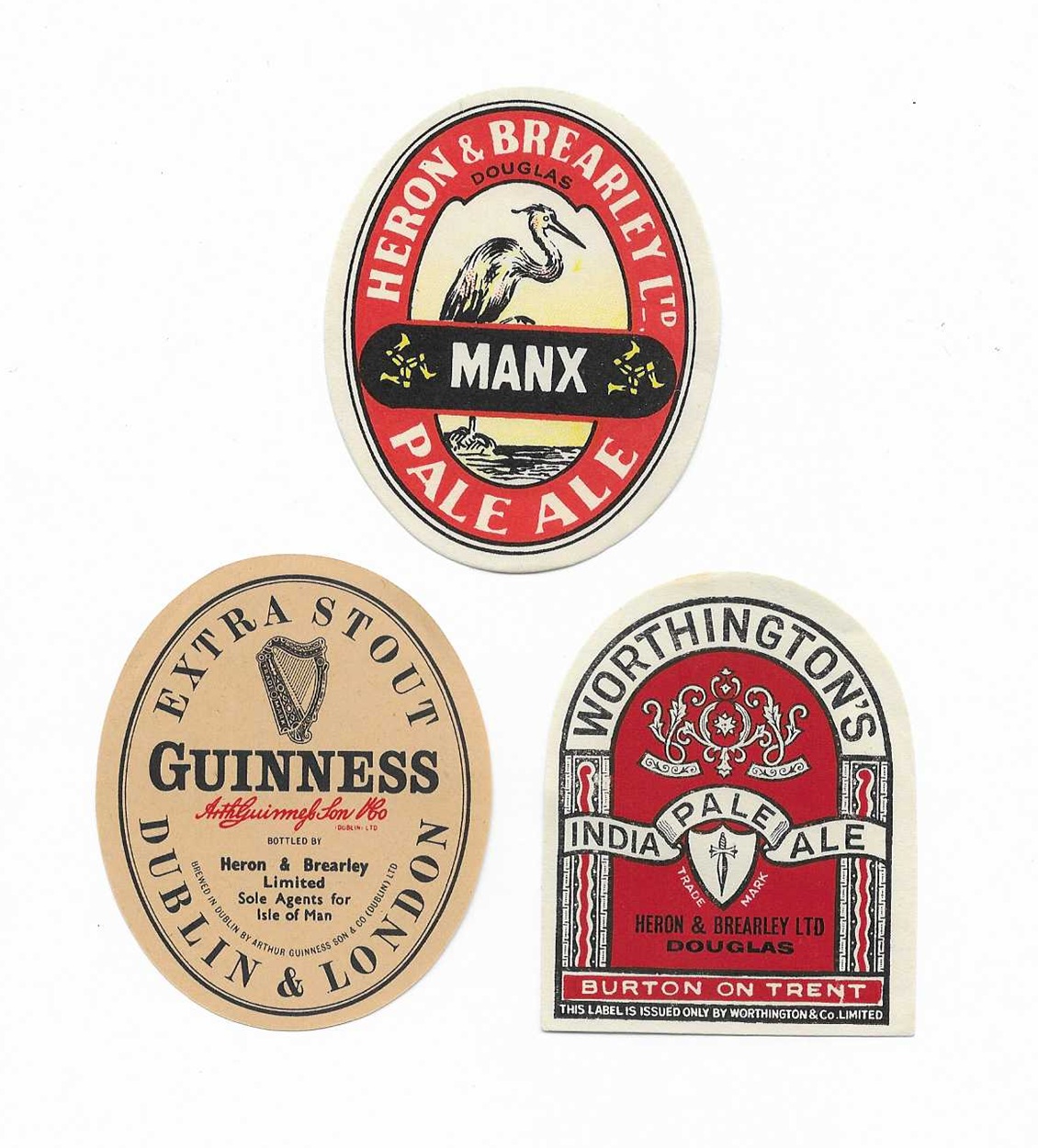 HERON & BREARLEY TRIO – DOUGLAS – ISLE OF MAN – British Beer Labels