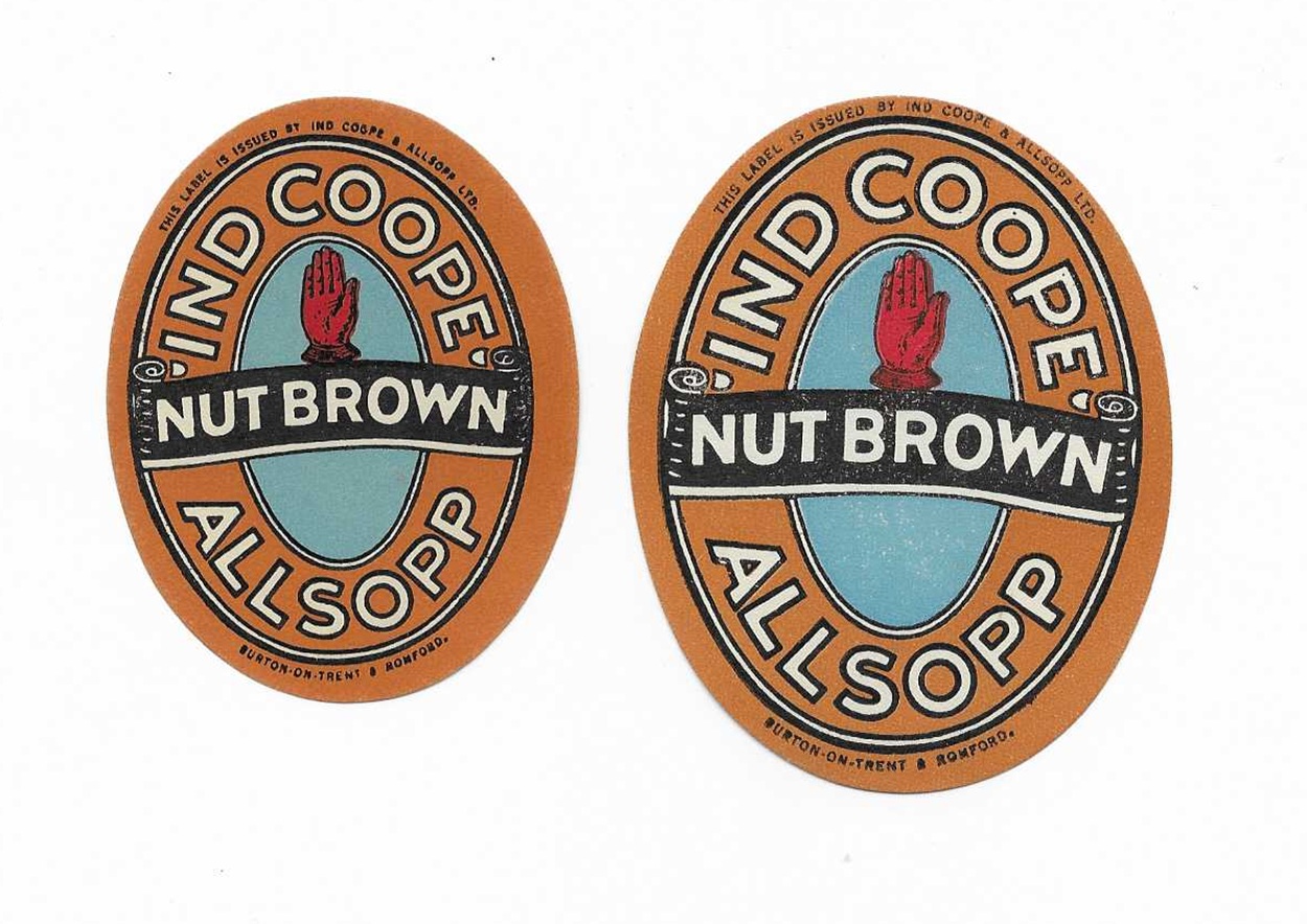 IND COOPE & ALLSOPP – NUT BROWN PAIR – 81mm AND 70mm TALL – IN USE 1939 ...