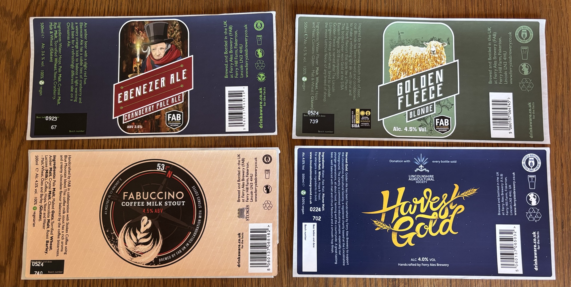 FERRY ALES OF LINCOLN – 4 DIFFERENT UNUSED STICKER TYPE (B) – British ...