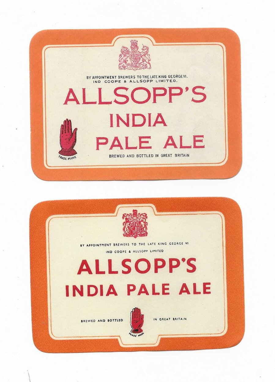 IND COOPE & ALLSOPP – 2 DIFFERENT – APPROX. 73mm TALL – LATE KING ...