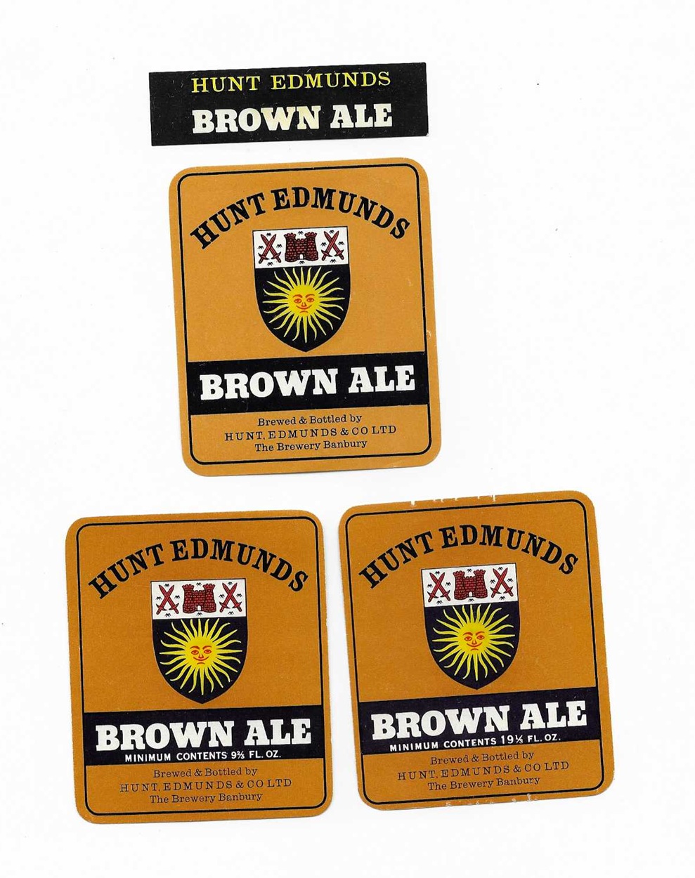 HUNT EDMINDS OF BANBURY – BROWN ALE – 3 DIFFERENT – SEE 2 PICS ...