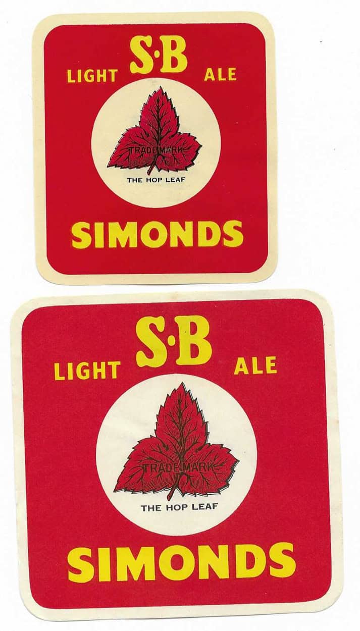SIMONDS LIGHT ALE PAIR – LARGE IS 95mm TALL – SEE 2 PICS – British Beer ...