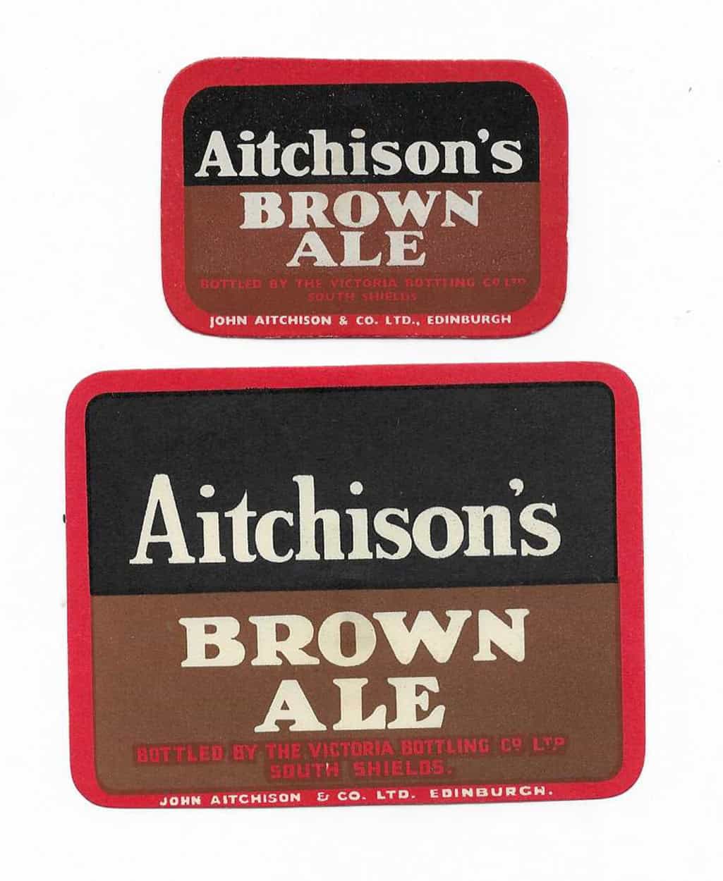 JOHN AITCHISON – BROWN ALE RECTANGLE PAIR – BOTH VICTORIA BOTTLING ...