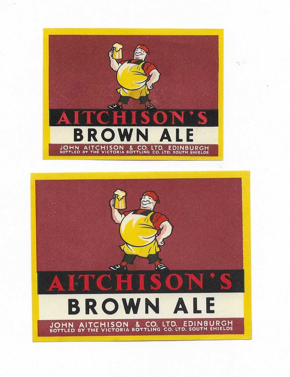 JOHN AITCHISON – OF EDINBURGH – BROWN ALE PAIR – BOTH VICTORIA BOTTLING ...