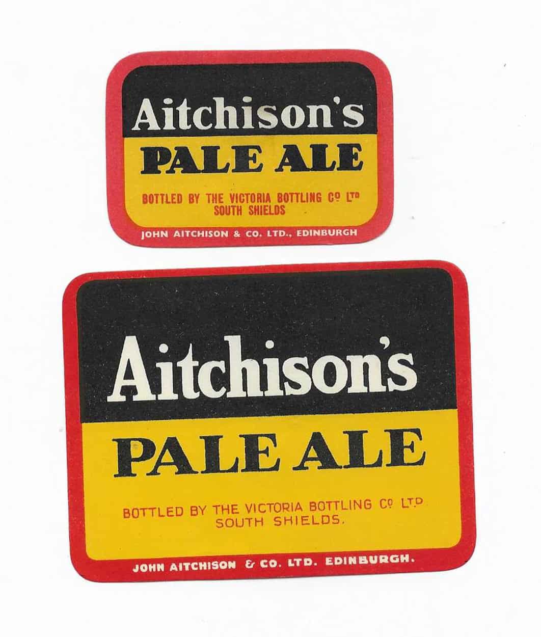 JOHN AITCHISON PAIR OF PALE ALE LABELS – BOTH VICTORIA BOTTLING – SEE 2 ...