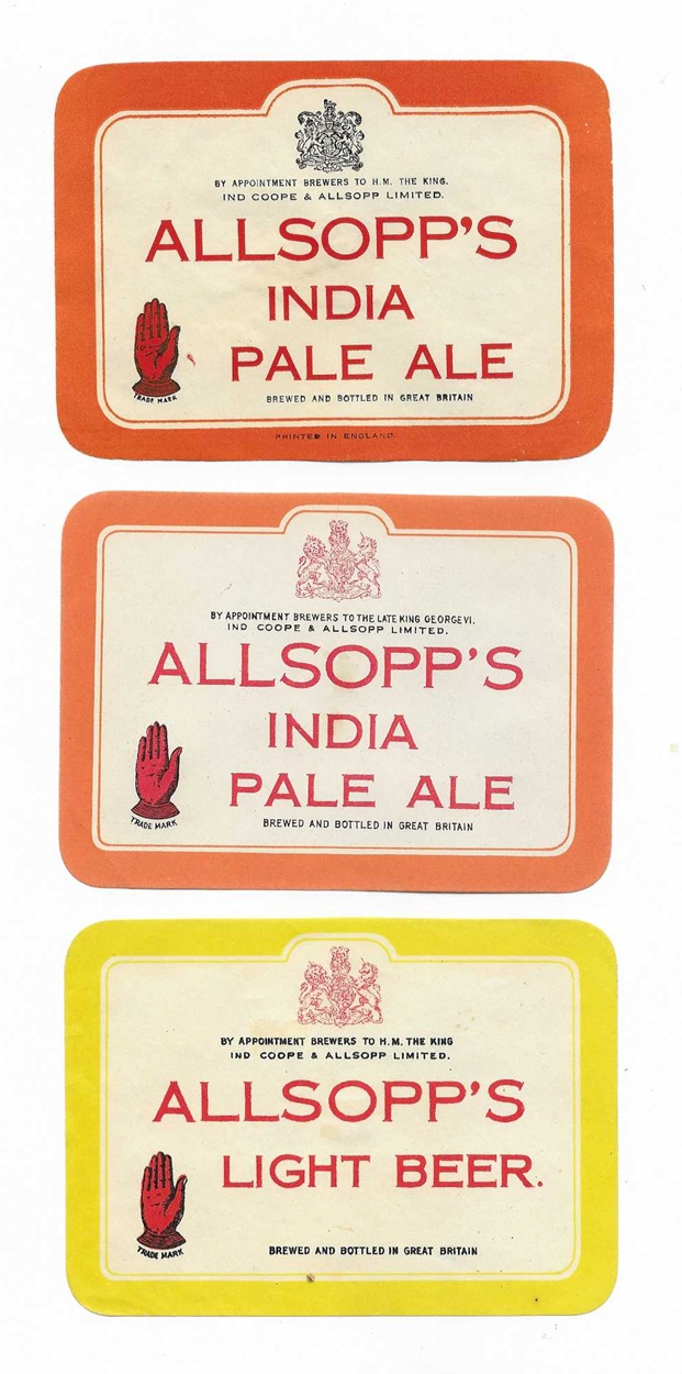 IND COOPE & ALLSOPP – 3 DIFFERENT – APPROX. 73mm TALL – SEE BOTH SCANS ...