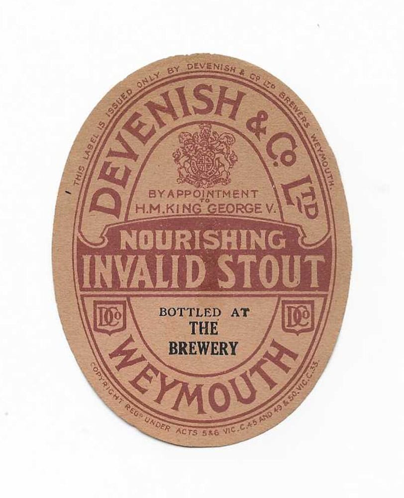 DEVENISH INVALID STOUT – SEE 2 SCANS – British Beer Labels