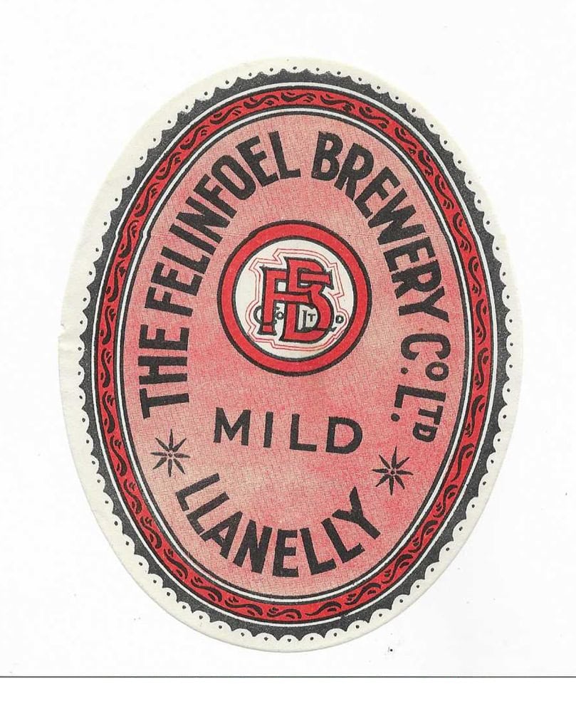 FELINFOEL OF LLANELLY – LARGE LABEL MILD – 115mm TALL – SEE BOTH PICS ...