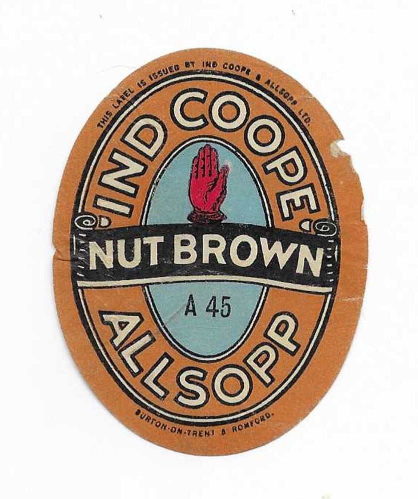 IND COOPE & ALLSOPP – ” A45 ” – 70mm TALL – 2 PICS – British Beer Labels