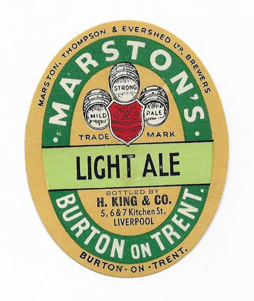MARSTON – BURTON ON TRENT – LIGHT ALE – KING OF LIVERPOOL – 73mm TALL ...