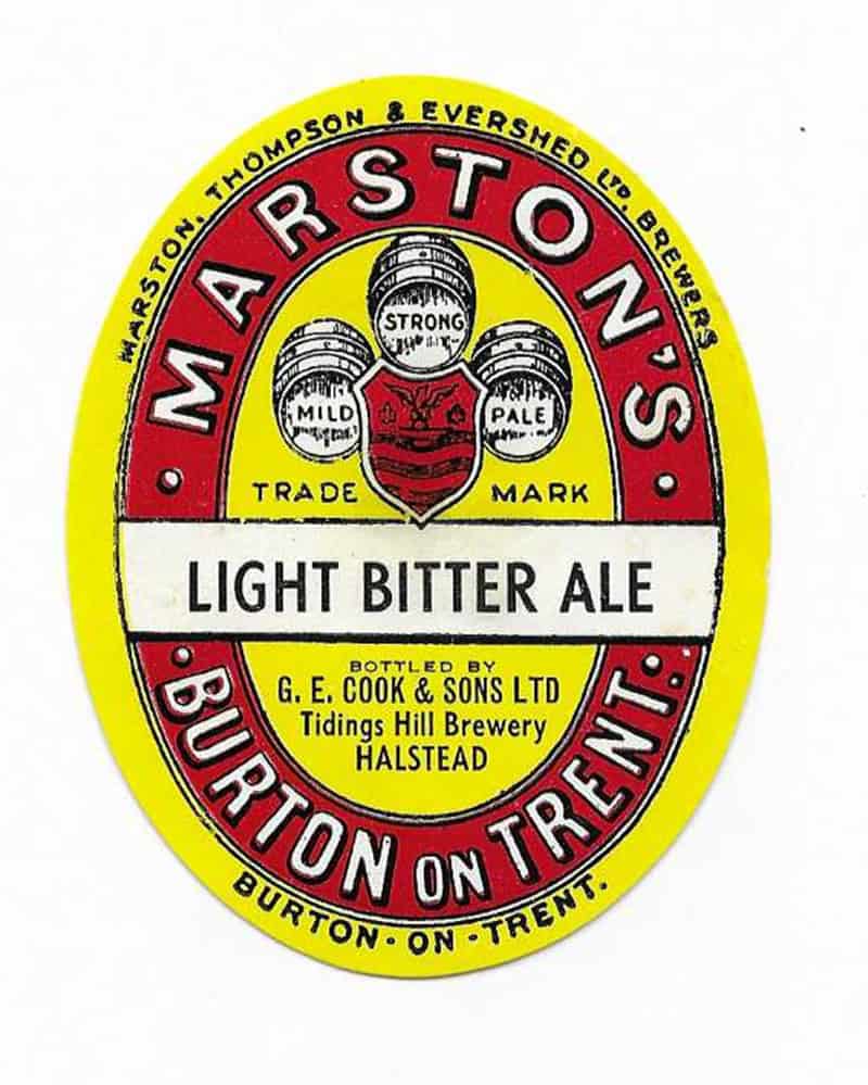 MARSTON’S – LIGHT BITTER ALE – COOK OF HALSTEAD – 74mm TALL – SEE BOTH ...