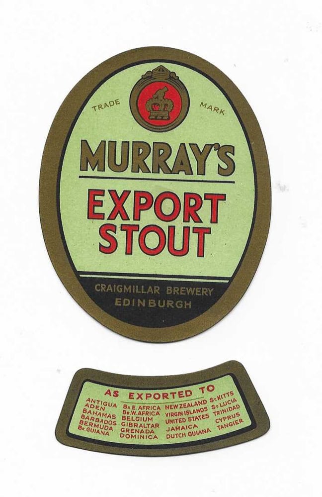 MURRAY EXPORT STOUT – 81mm TALL – SEE BOTH SCANS – British Beer Labels