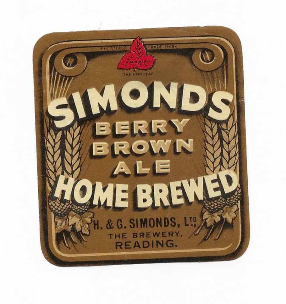 SIMONDS OF READING – BEERY BROWN ALE – HOME BREWED – SEE BOTH SCANS ...