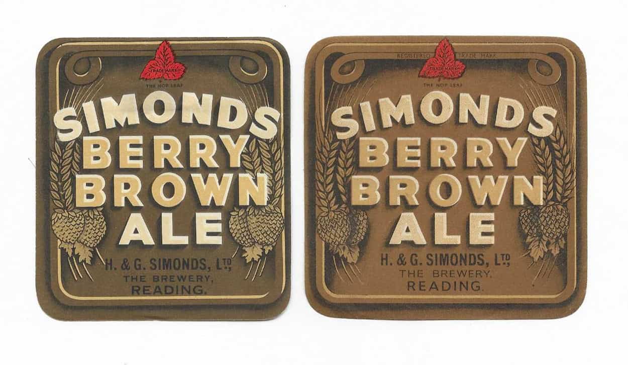 SIMONDS – BERRY BROWN ALE – MATT PAIR – SEE 2 SCANS – British Beer Labels