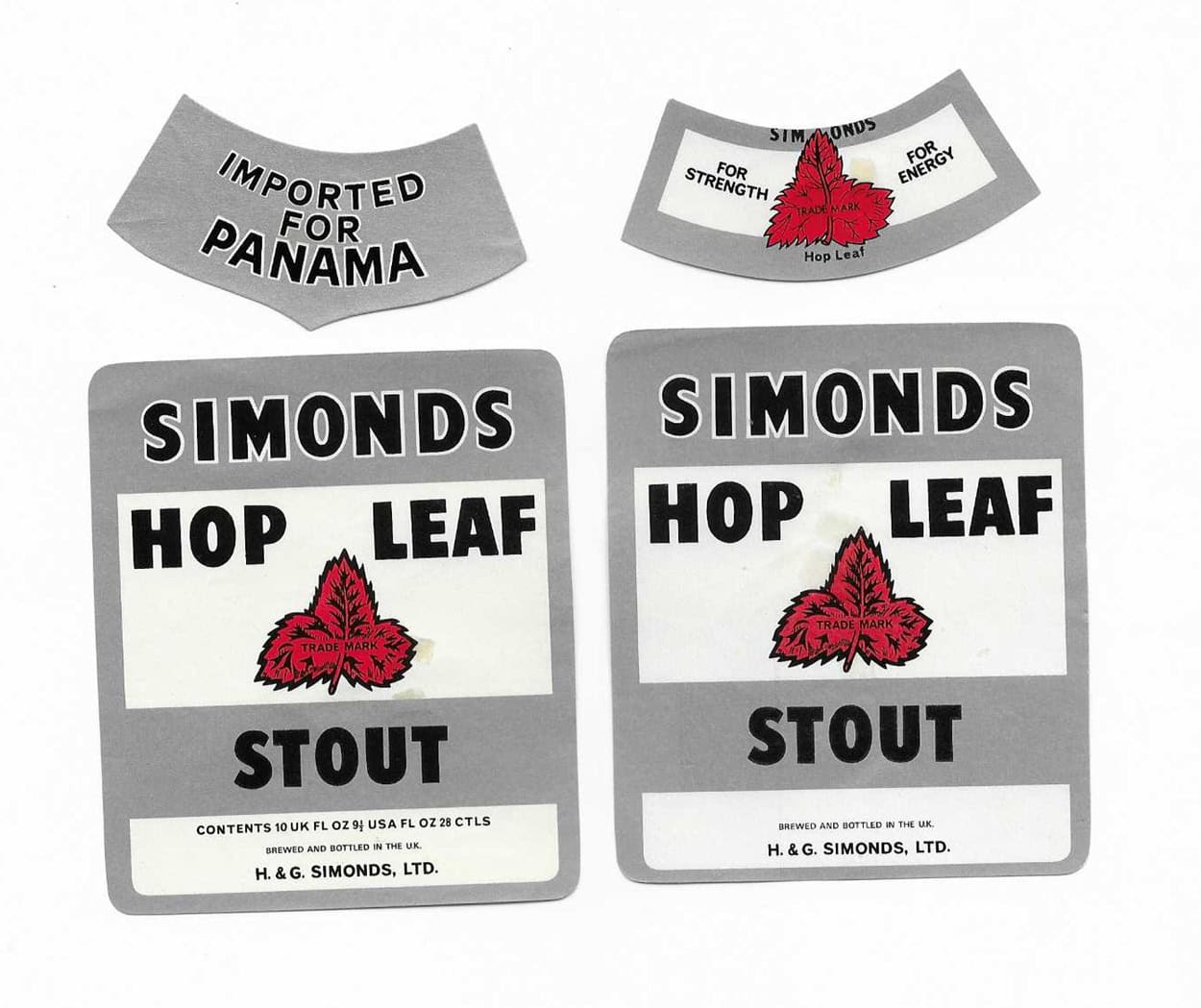 SIMONDS – HOP LEAF PAIR – SEE 2 PICS – British Beer Labels