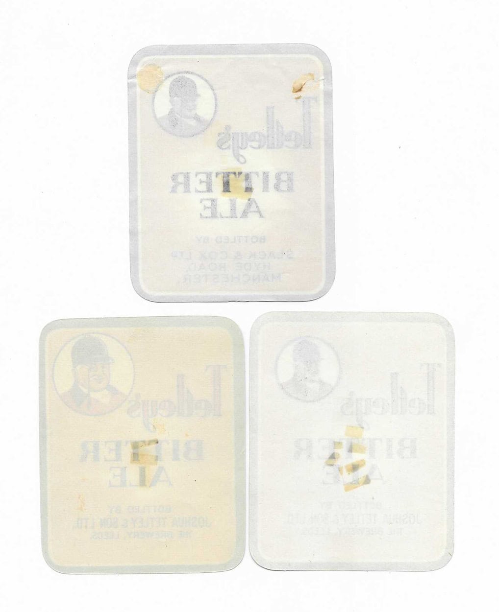 TETLEY OF LEEDS – 3 DIFFERENT BITTER ALE LABELS – SEE BOTH PICS ...