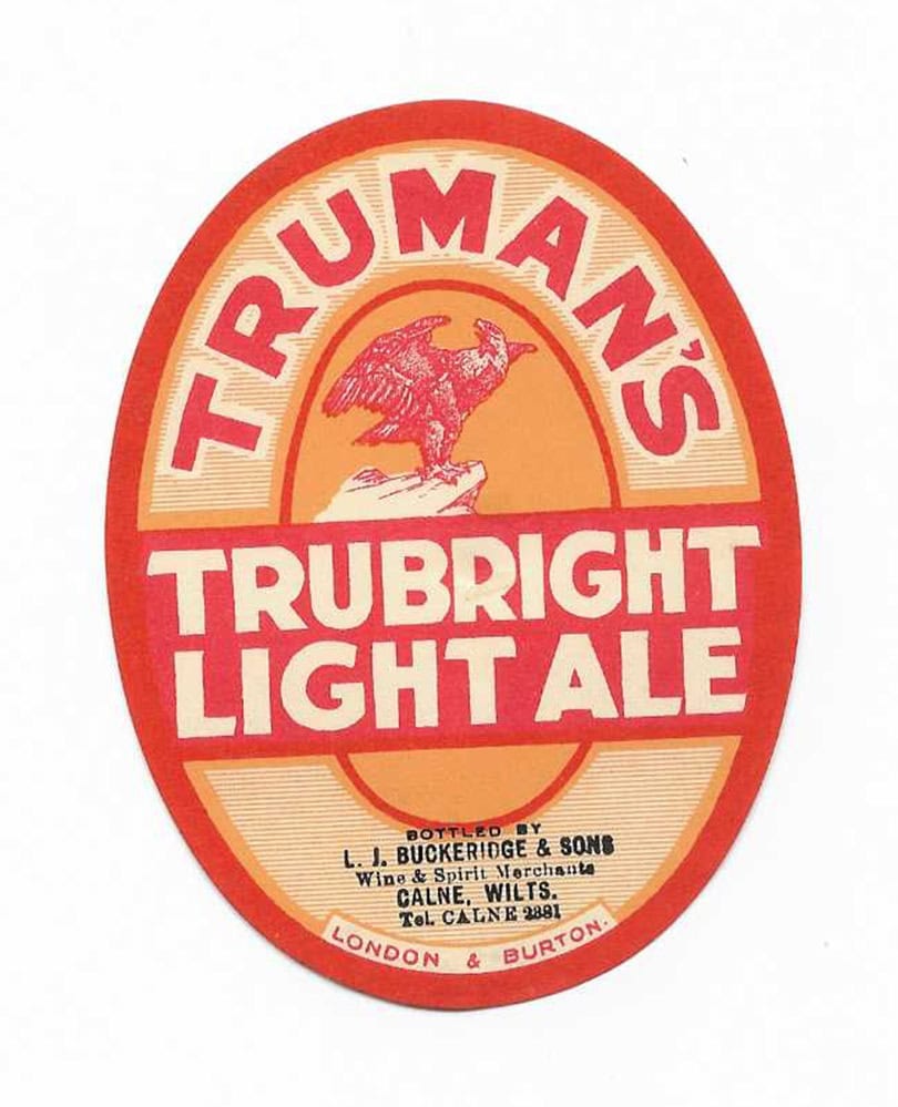 TRUMAN – BUCKERIDGE OF CALNE – 82mm TALL – SEE 2 SCANS – British Beer ...