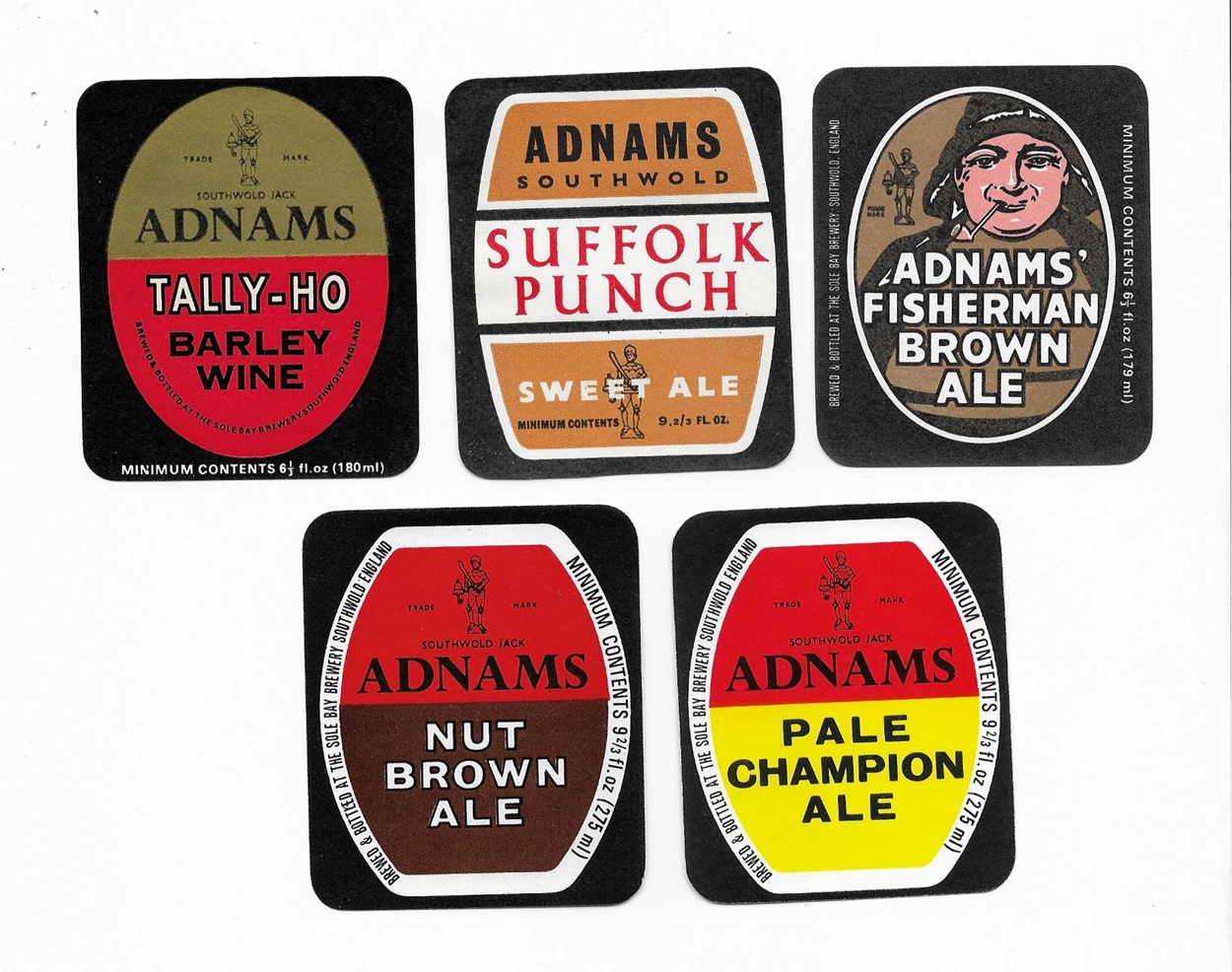 ADNAMS OF SOUTHWOLD – 5 DIFFERENT CONTENTS LABELS – MINT – British Beer ...