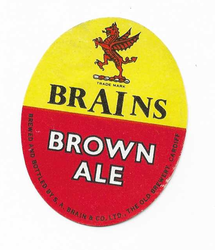 BRAINS BROWN ALE – 67mm TALL – 2 PICS – British Beer Labels