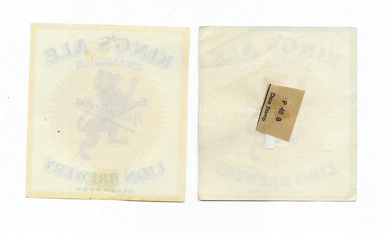 MATTHEW BROWN OF BLACKBURN – 2 DIFFERENT KING’S ALE LABELS – PRE ...