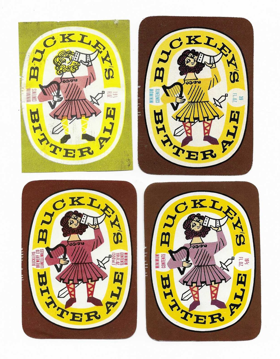 BUCKLEY – 4 DIFFERENT BITTER ALE LABELS – SEE 2 PICS – British Beer Labels