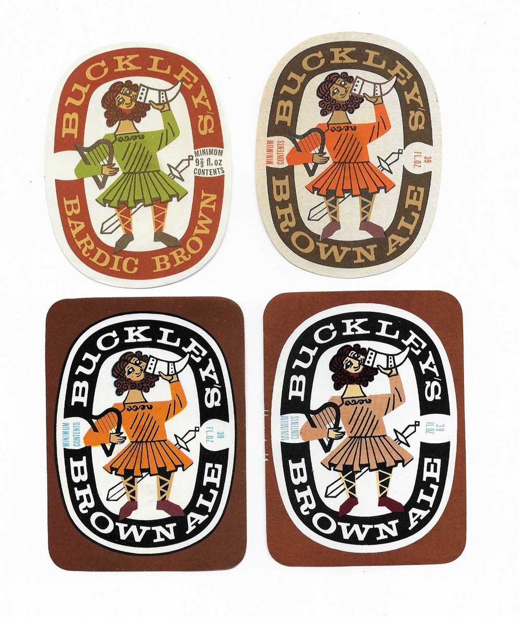 BUCKLEY GROUP MNO – 4 DIFFERENT – SEE BOTH PICS – British Beer Labels