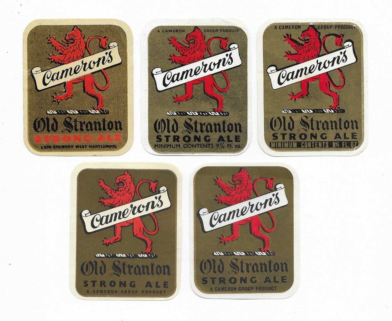 CAMERON OF HARTLEPOOL – 5 DIFFERENT OLS STRANTON STRONG ALE LABELS ...