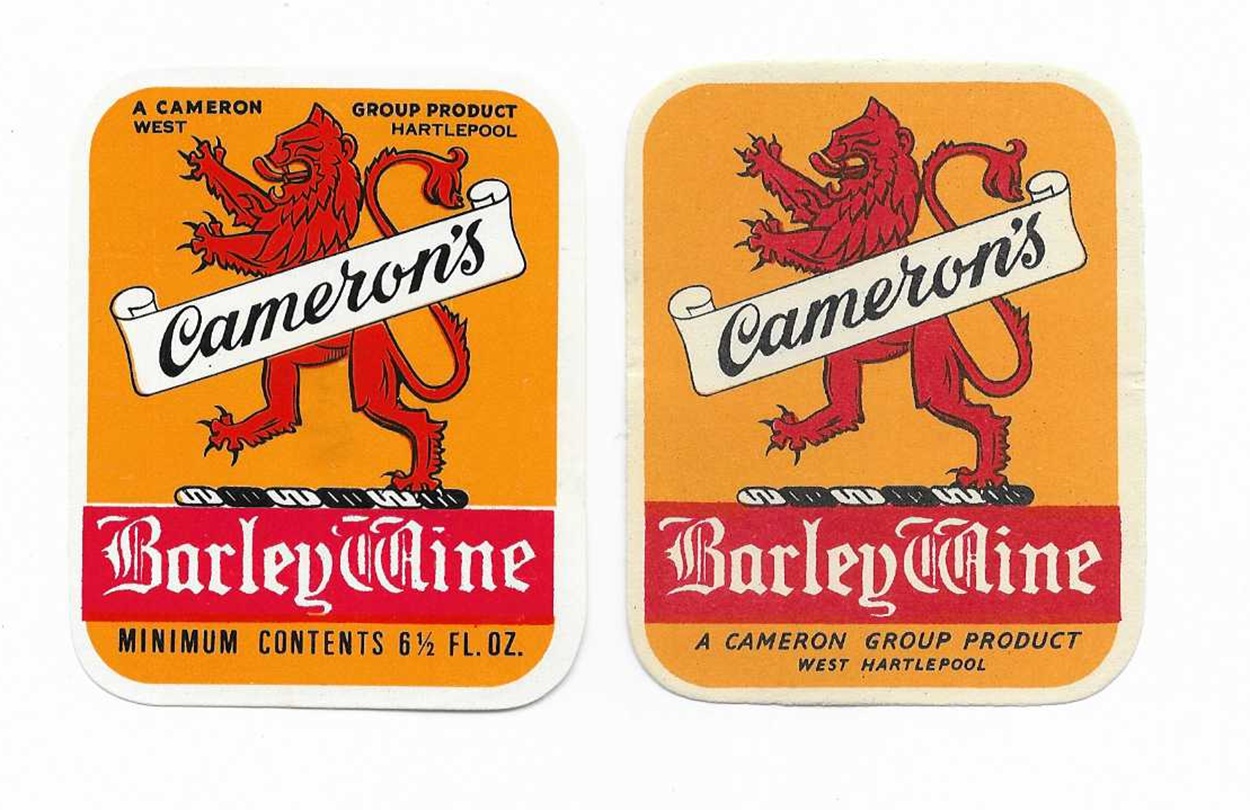 CAMERON OF HARTLEPOOL – 2 DIFFERENT BARLEY WINE LABELS – SEE 2 PICS ...