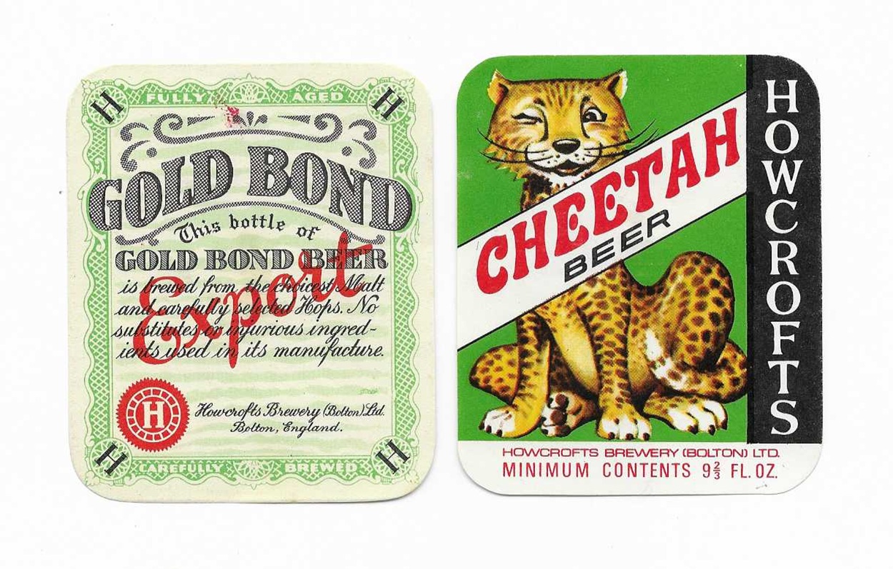 HOWCROFT OF BOLTON – CHEETAH & GOLD BOND – SEE BOTH PICS – British Beer ...