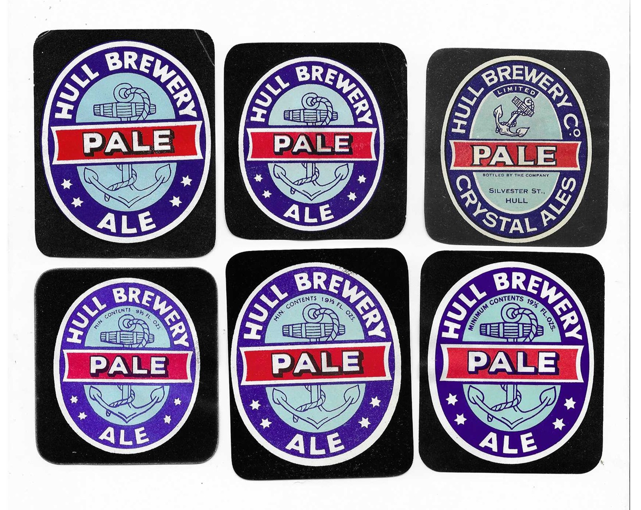 HULL BREWERY – 6 DIFFERENT – PALE ALE – SEE BOTH PICS – British Beer Labels