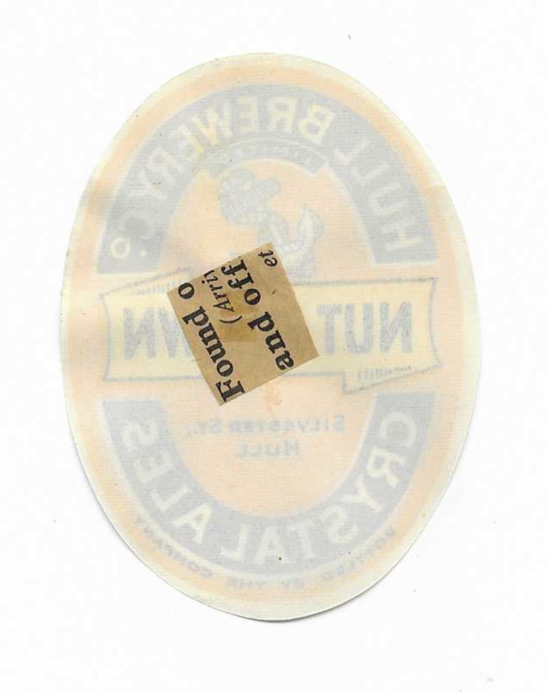 HULL BREWERY – NUT BROWN – OVAL PRE CONTENTS LABEL – SEE BOTH PICS ...