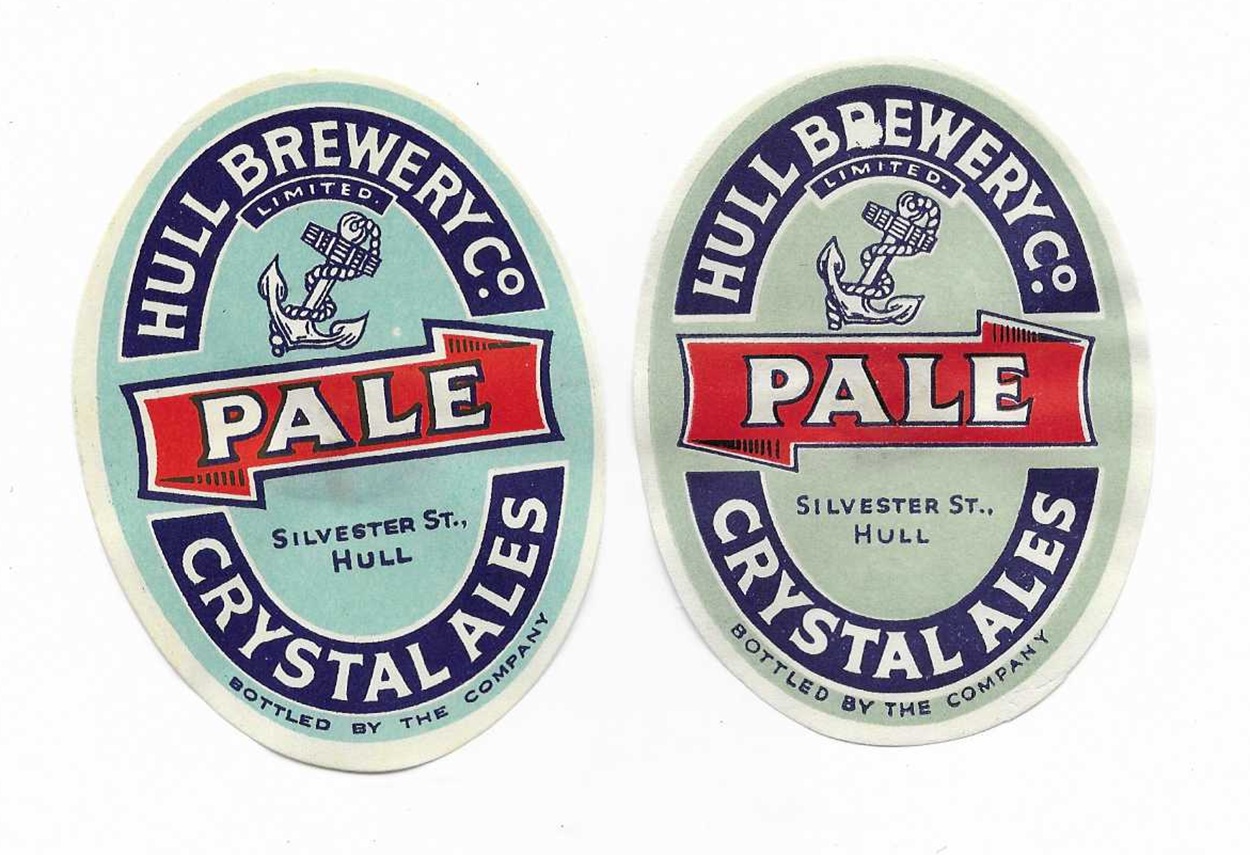 HULL BREWERY – PALE – 2 OVAL PRE CONTENTS LABELS – SEE BOTH PICS ...