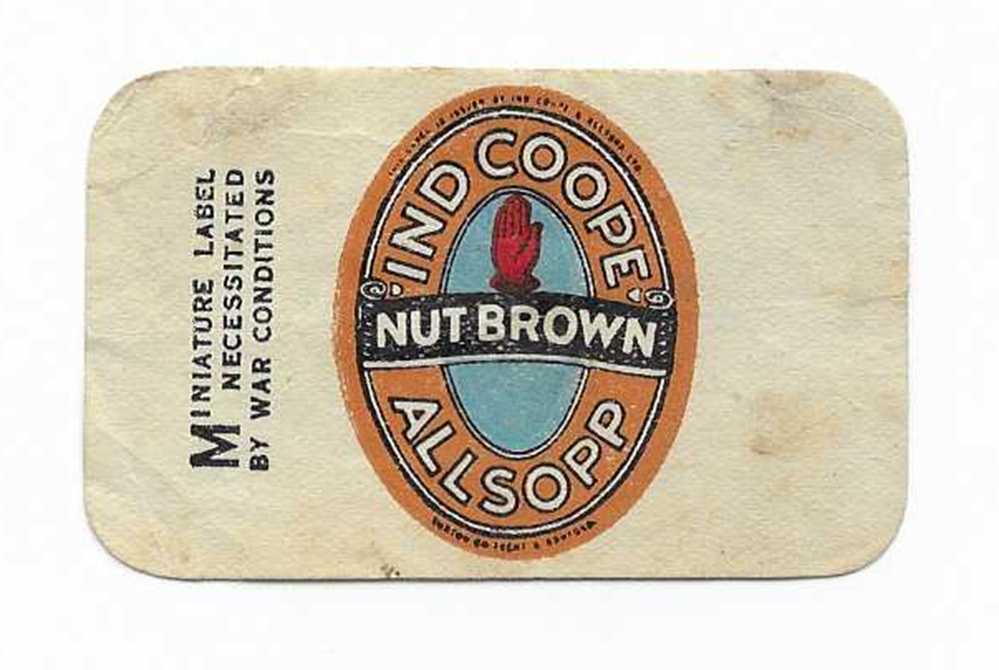 IND COOPE & ALLSOPP – SCARCE WAR TIME SMALL LABEL NUT BROWN – 39mm TALL ...