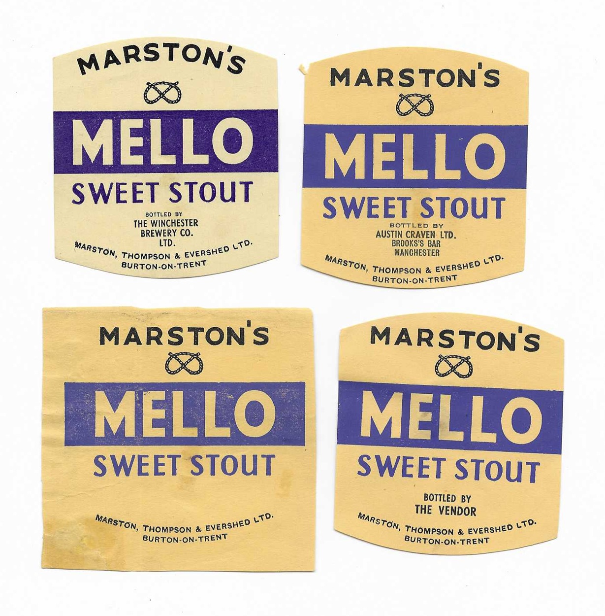 MARSTON THOMPSON EVERSHED – MELLO SWEET STOUT 4 DIFFERENT – SEE 2 PICS ...