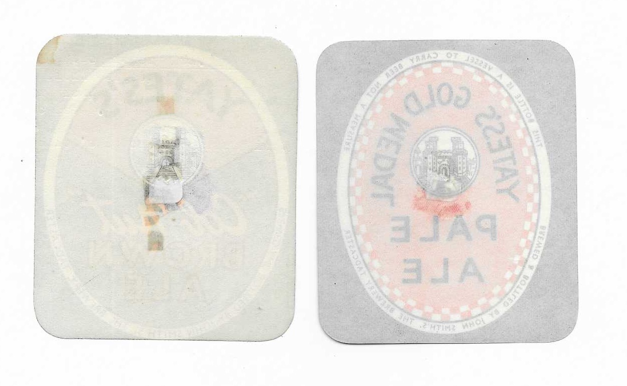 J. SMITH / YATES – ODD PAIR – SEE 2 PICS – British Beer Labels