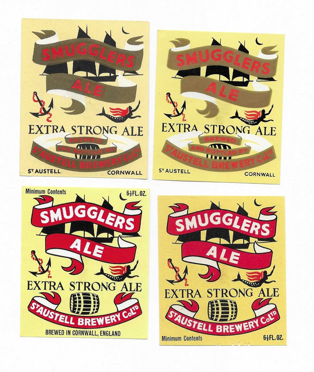 ST. AUSTELL – SMUGGLERS ALE – 4 DIFFERENT – SEE BOTH PICS – British ...