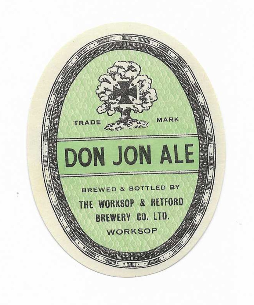 WORKSOP & RETFORD – DON JON ALE OVAL – 83mm TALL – SEE BOTH PICS ...